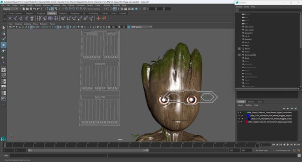 modelo 3d Personaje del Pequeño Groot de Marvel preparado para Maya ...