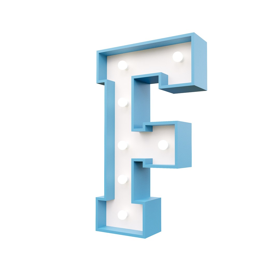 3D Marquee Letter F Glow Sign 3dmodel Model - TurboSquid 1975417