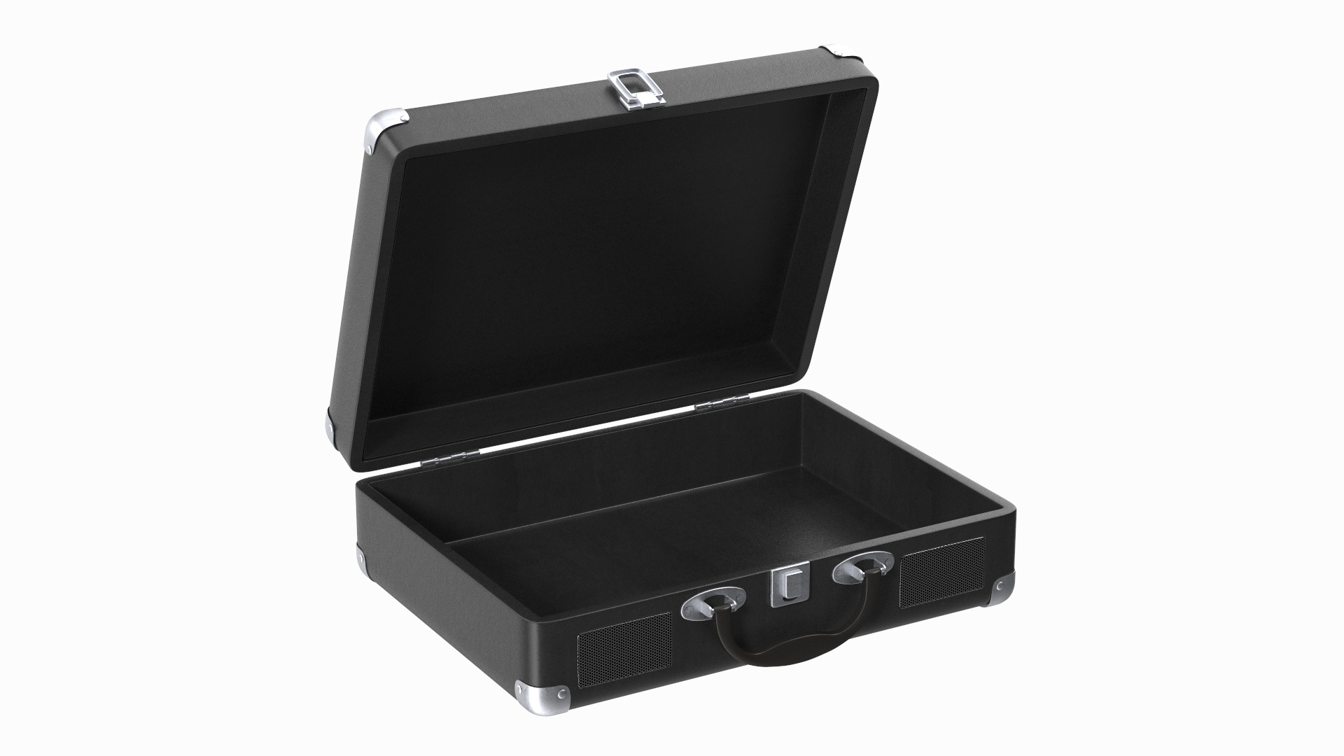 black briefcase open