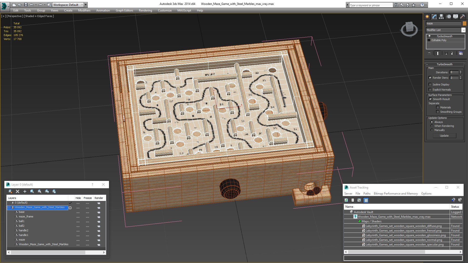 3D Wooden Maze Game with Steel Marbles - TurboSquid 1782451