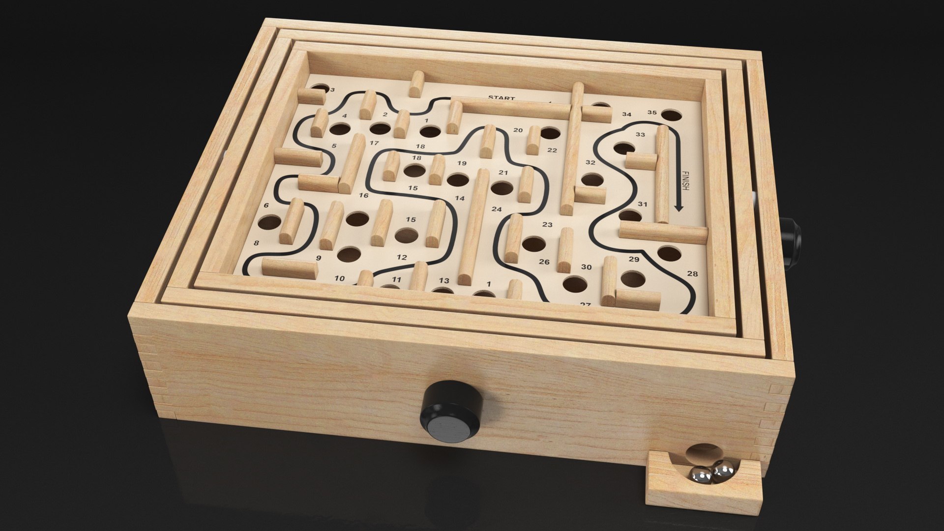 3D Wooden Maze Game With Steel Marbles - TurboSquid 1782451