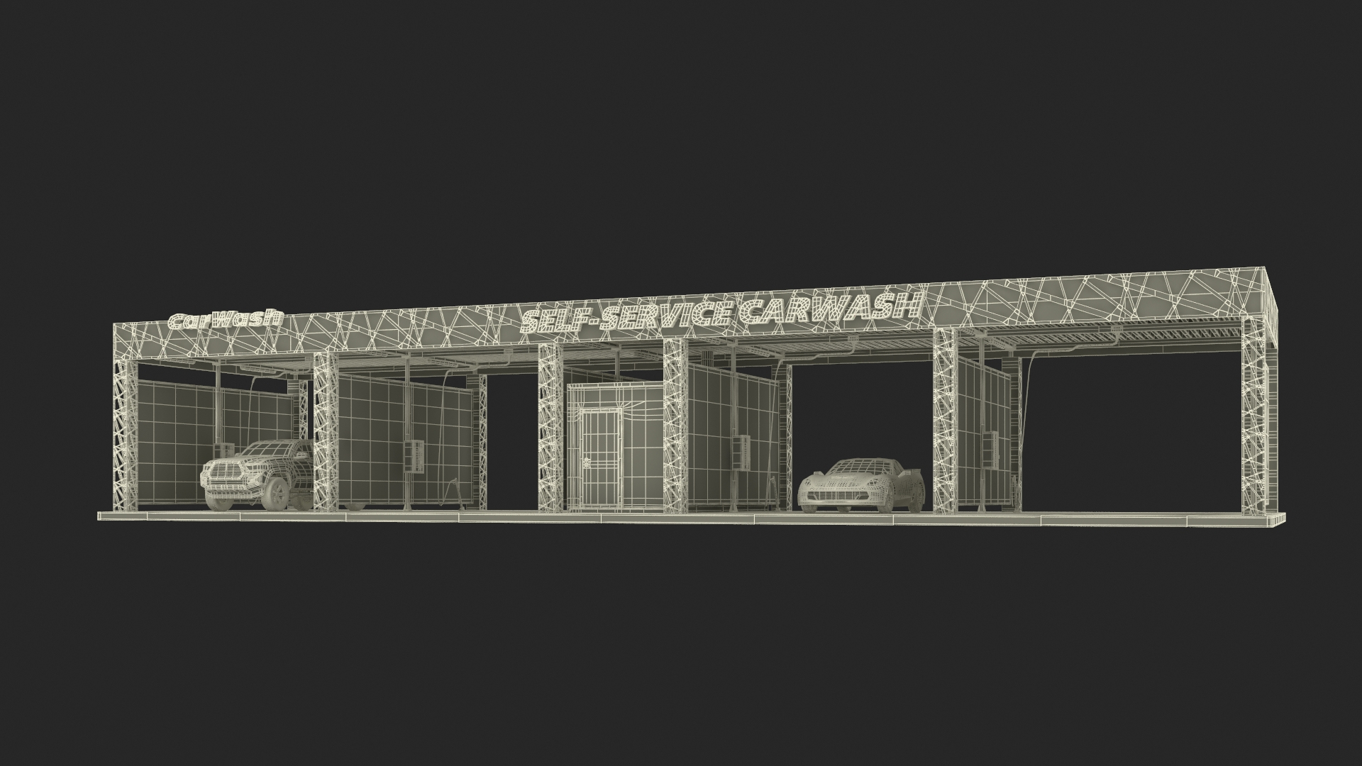 Self Serve Auto Wash And Cars 3D Model - TurboSquid 2332630