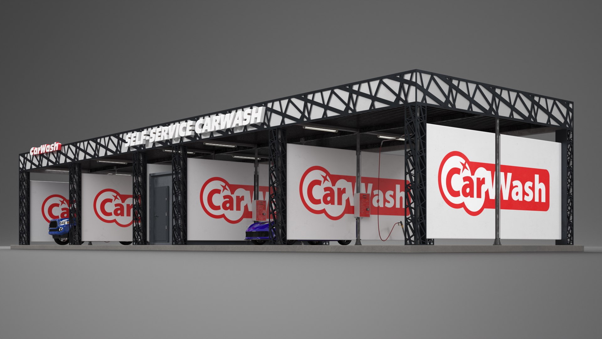 Self Serve Auto Wash And Cars 3D Model - TurboSquid 2332630
