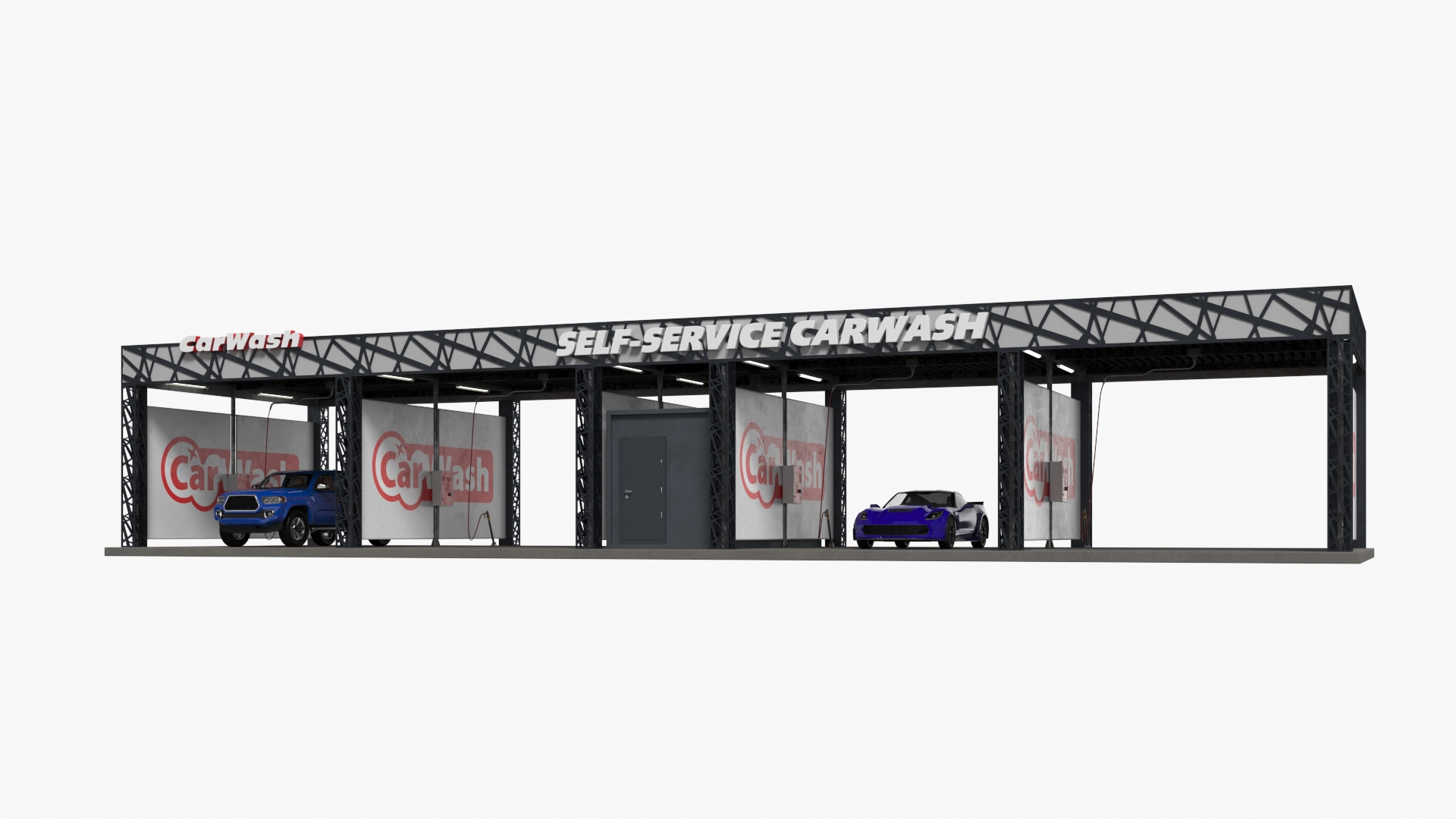 Self Serve Auto Wash And Cars 3D Model - TurboSquid 2332630