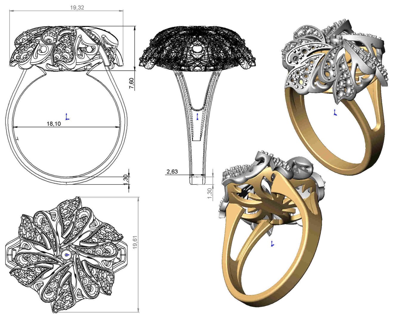 3d Gold Ring