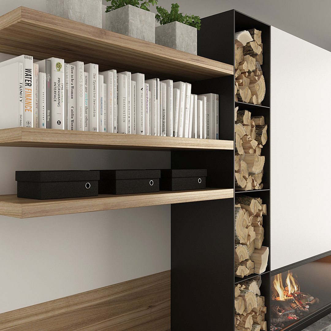 Firewood Fireplace Books 3D Model - TurboSquid 1283183