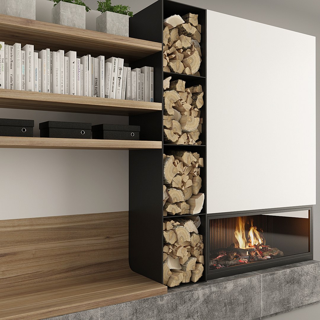 Firewood Fireplace Books 3D Model - TurboSquid 1283183