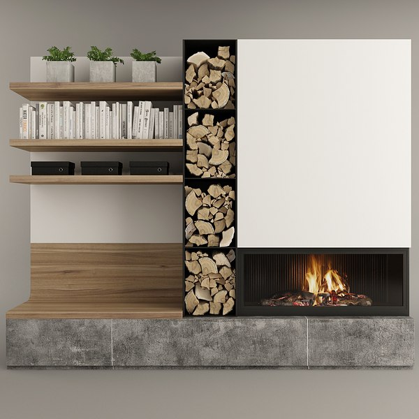 Firewood fireplace books 3D model - TurboSquid 1283183