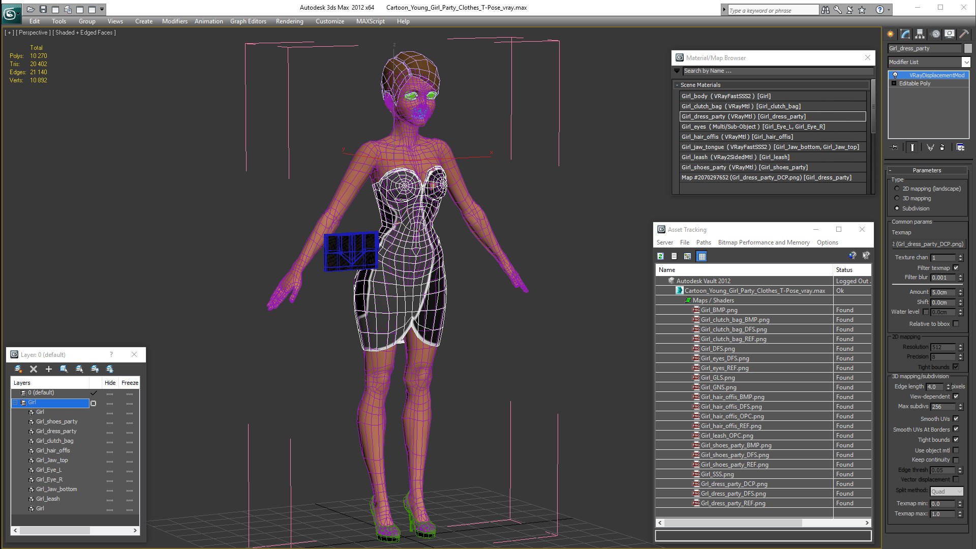 3D cartoon young girl party model - TurboSquid 1440411