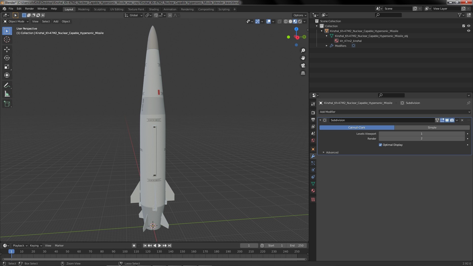 Kinzhal Kh-47M2 Nuclear Capable Hypersonic Missile model - TurboSquid ...