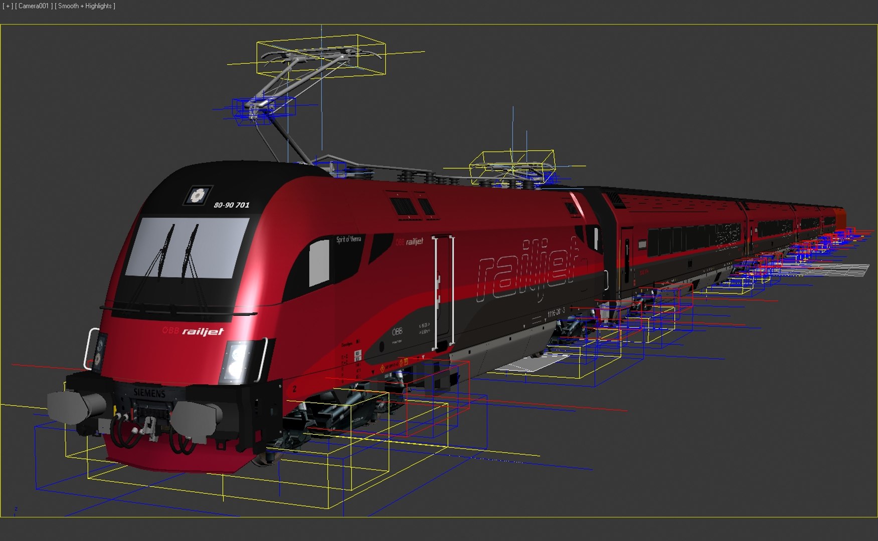 3d model railjet car locomotive