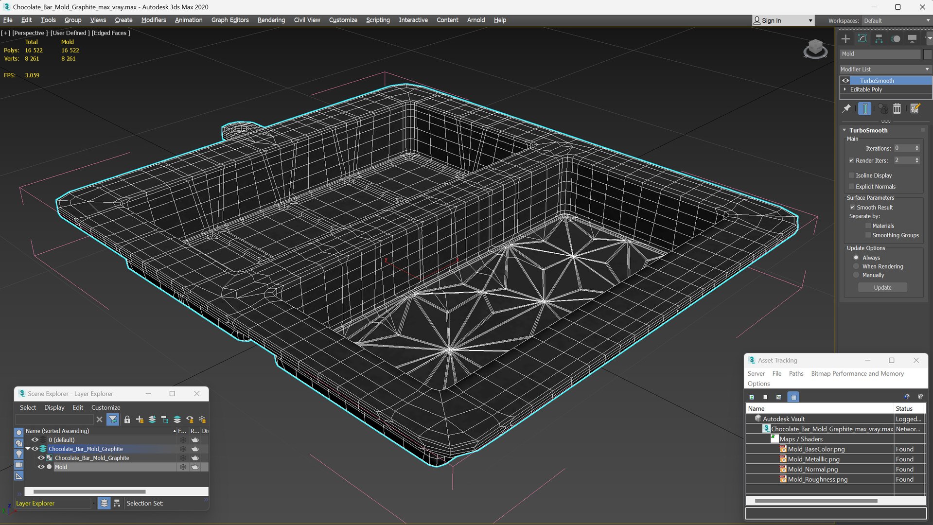 Chocolate Bar Mold Graphite Model - TurboSquid 2343319