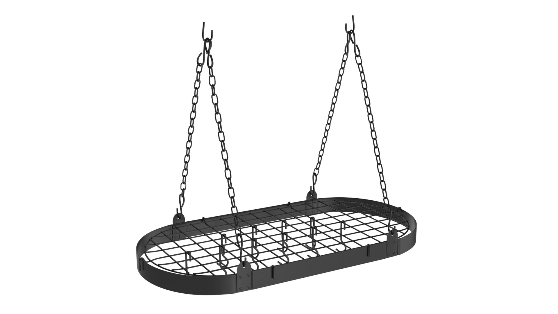 Kitchen Hanging Pot Rack with Hooks Black 3D model - TurboSquid 2154560