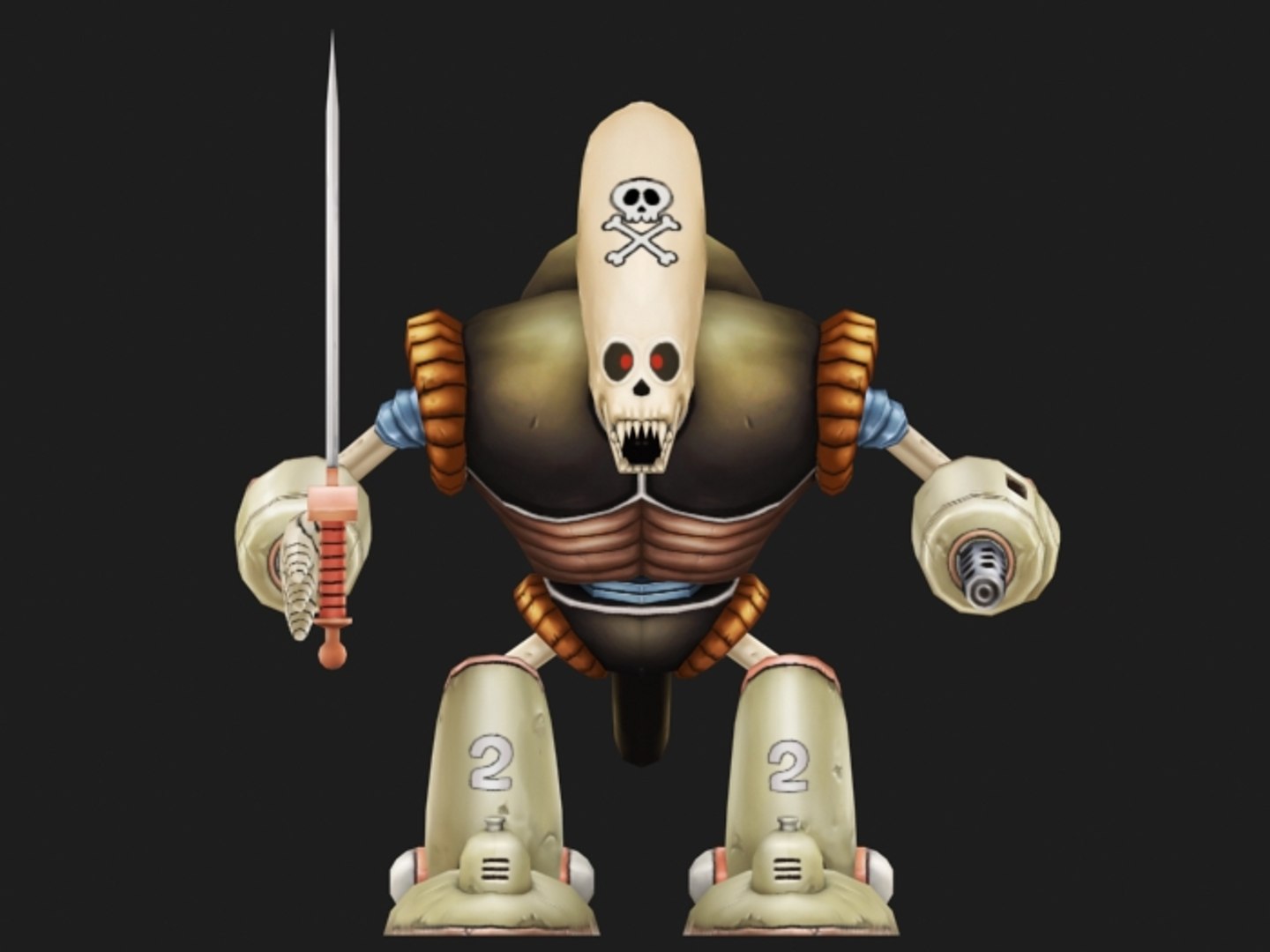 3D Red Ribbon Army Skull Armor - TurboSquid 1297197