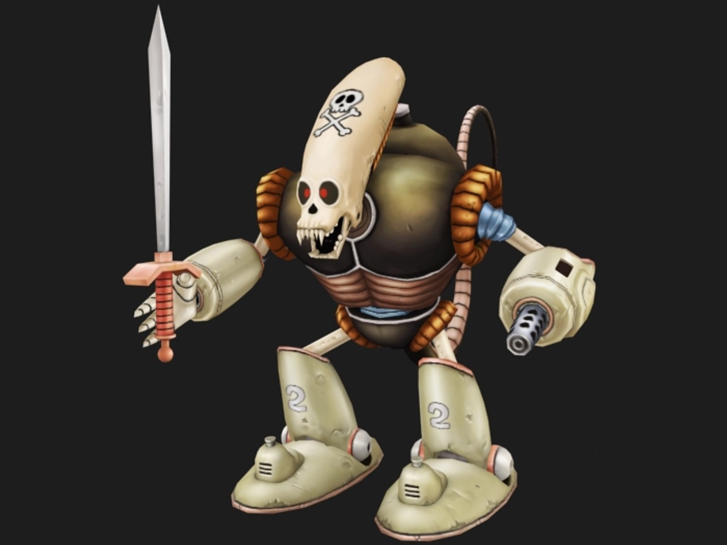 3D Red Ribbon Army Skull Armor - TurboSquid 1297197