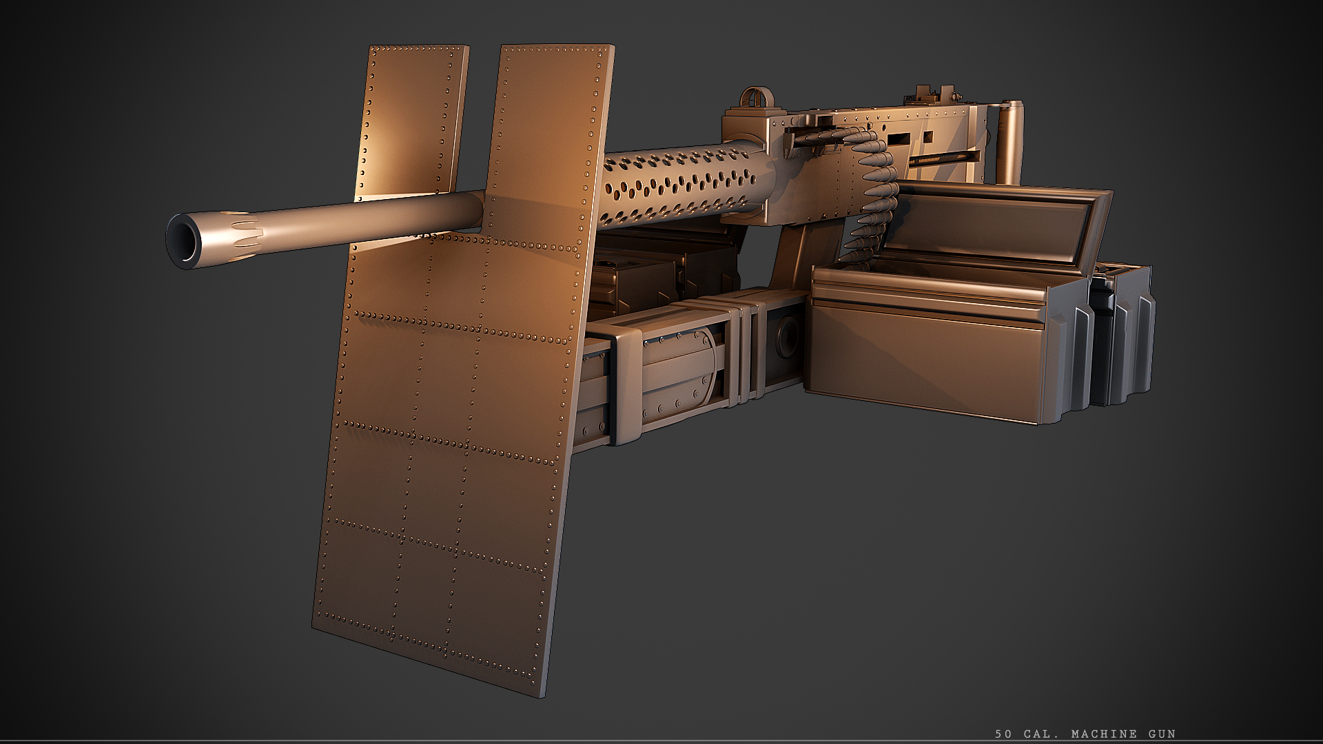 3ds max 50 cal machine gun