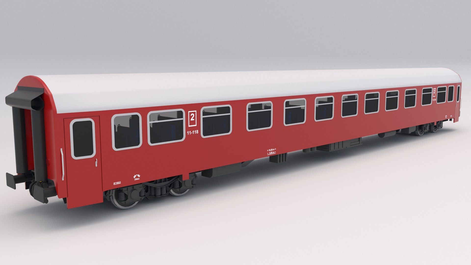 Passenger Train Car Red 3D Model - TurboSquid 1639617