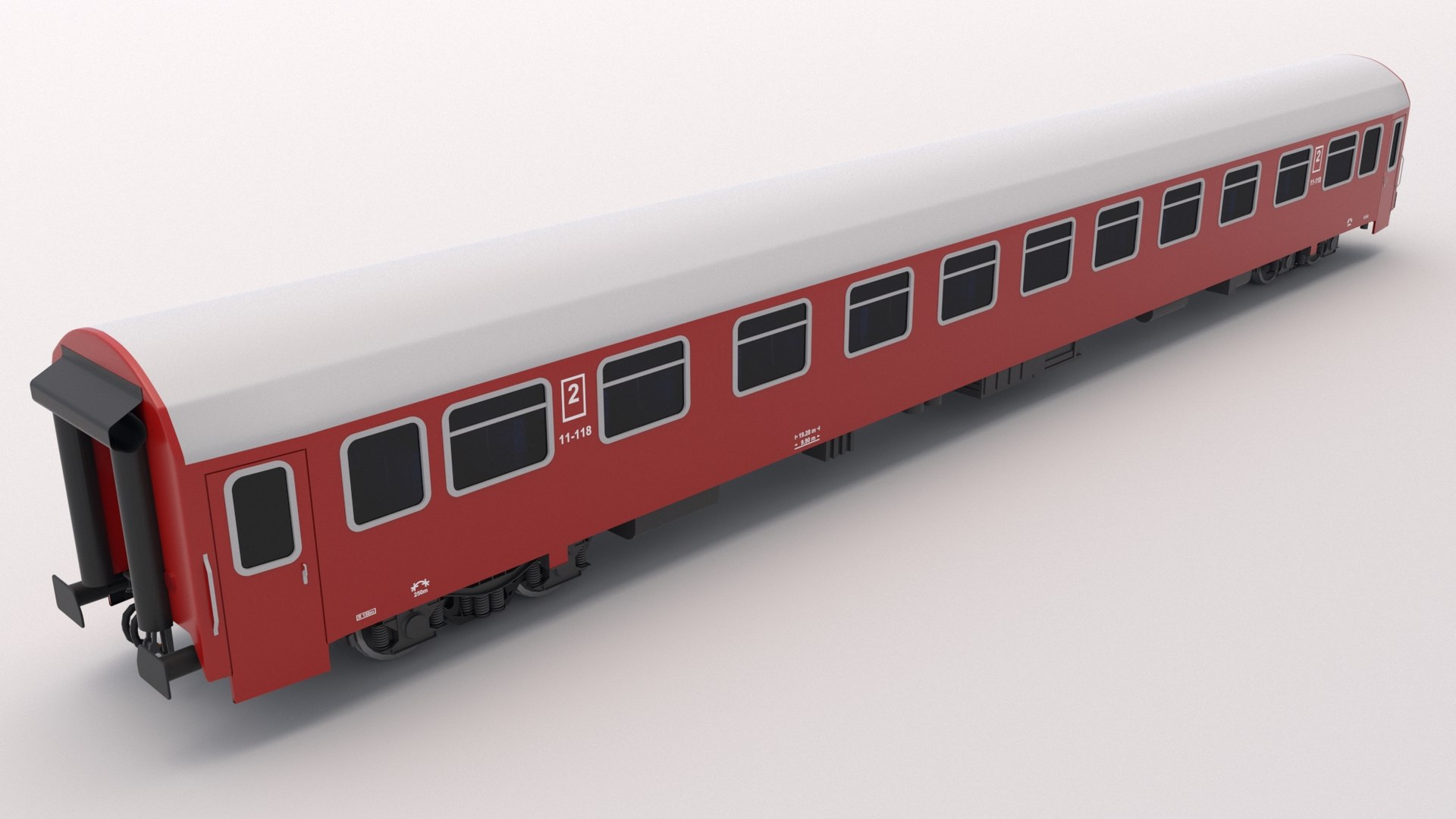 Passenger Train Car Red 3D Model - TurboSquid 1639617