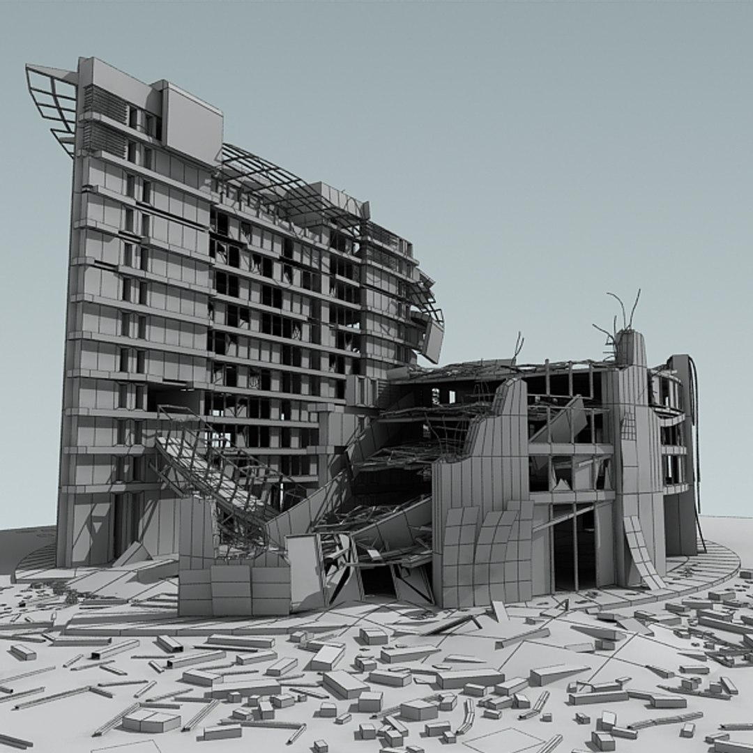 3d model destroyed building
