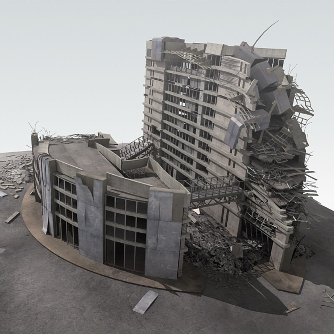 3d model destroyed building