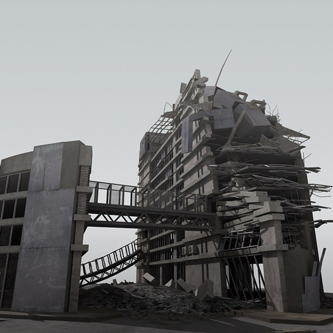 3d model destroyed building