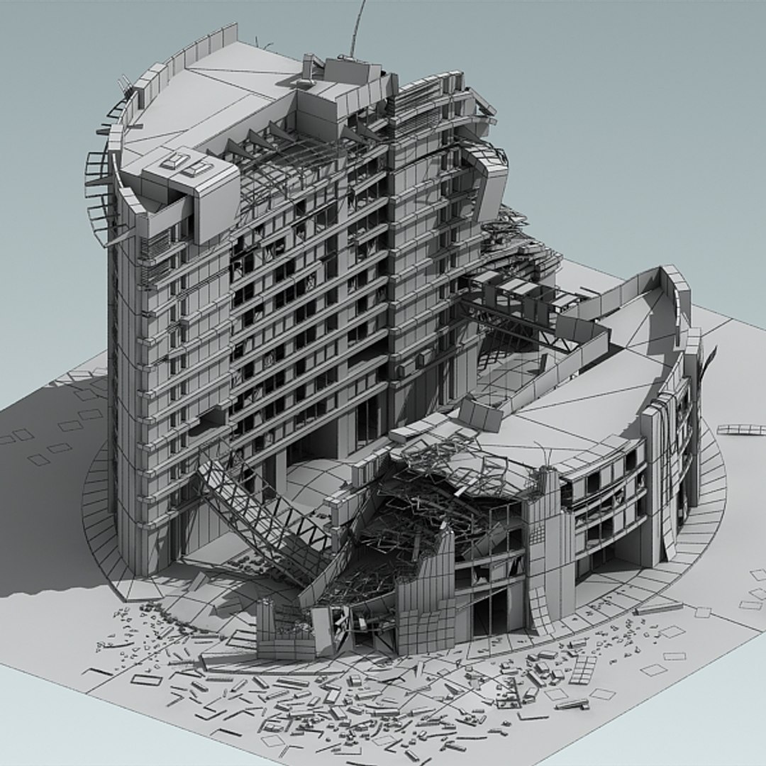 3d model destroyed building