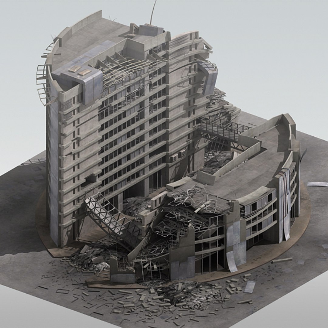 3d model destroyed building