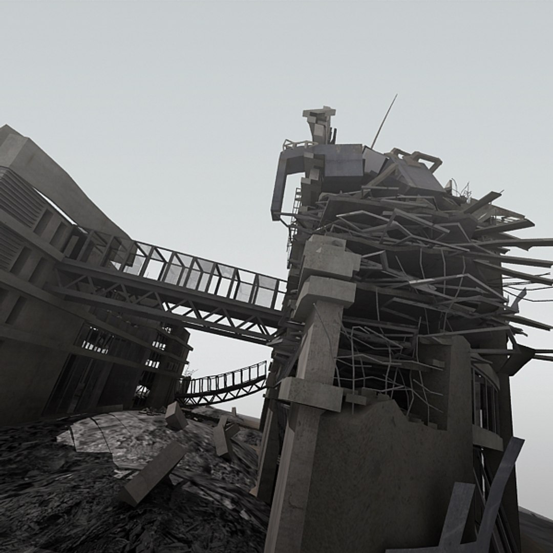 3d model destroyed building