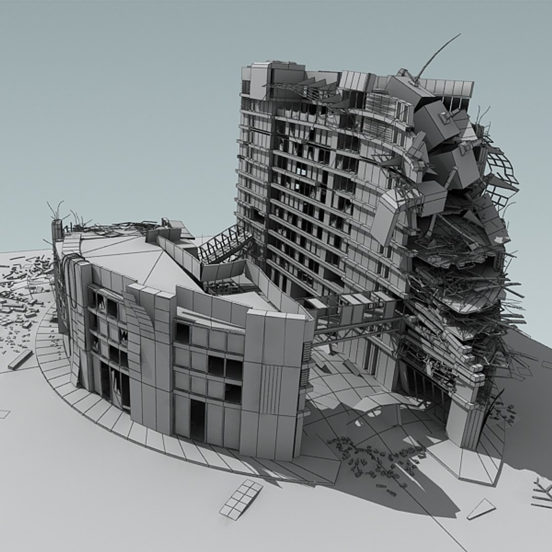 3d model destroyed building