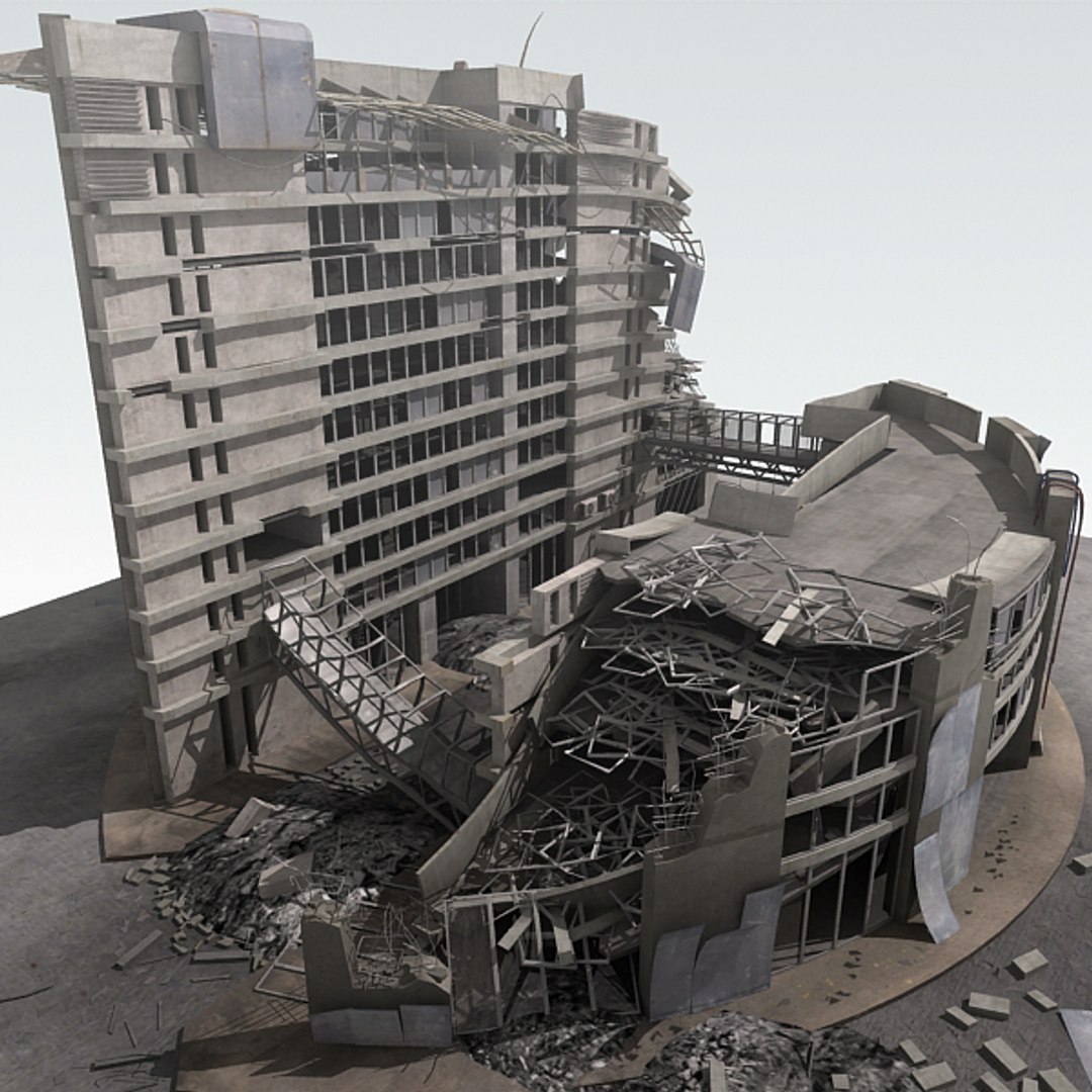 3d model destroyed building