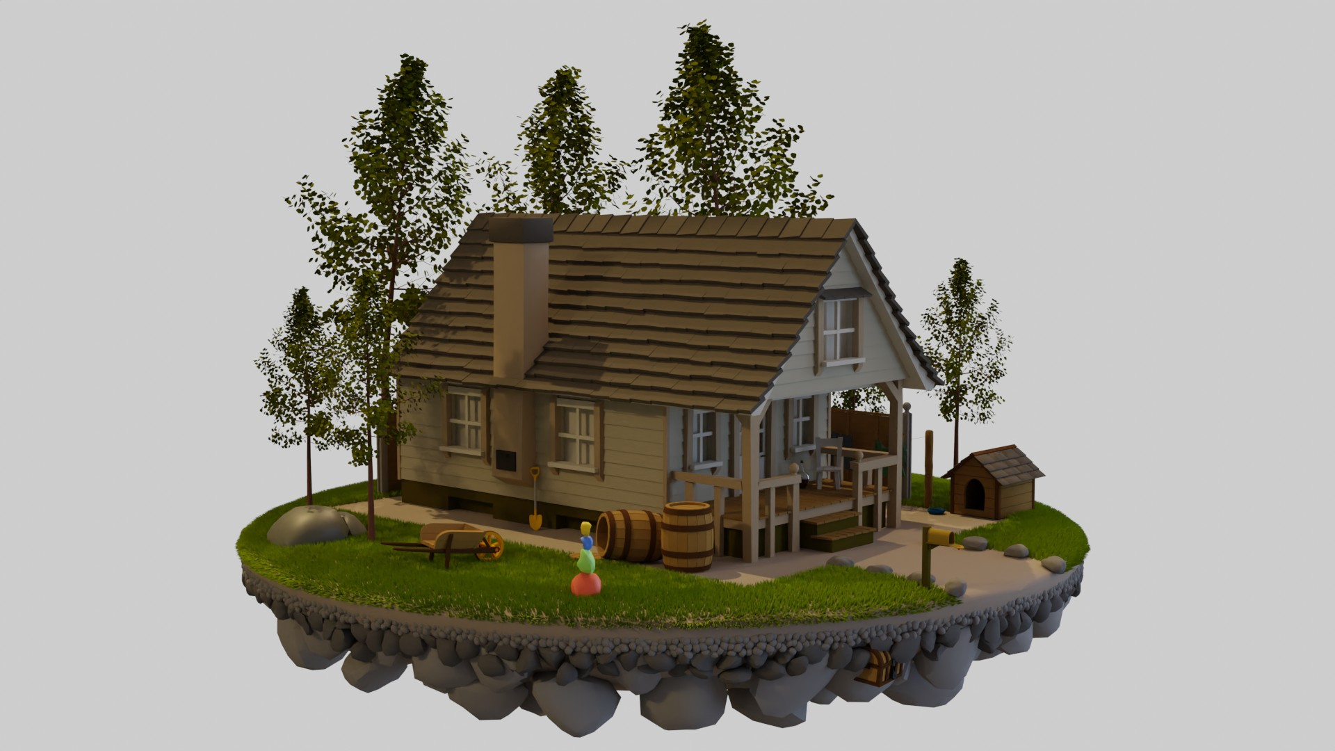 3D Model Small Farmhouse And Island-like Garden - TurboSquid 1960004