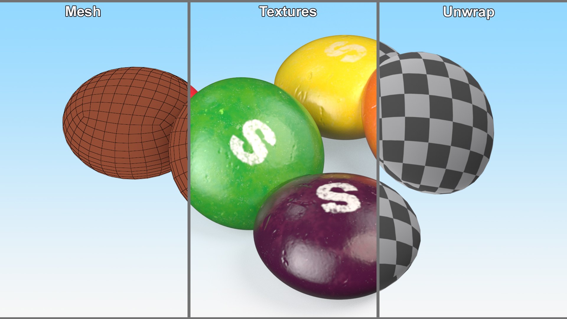 Multicolored Skittles Candies 3D Model - TurboSquid 2268153
