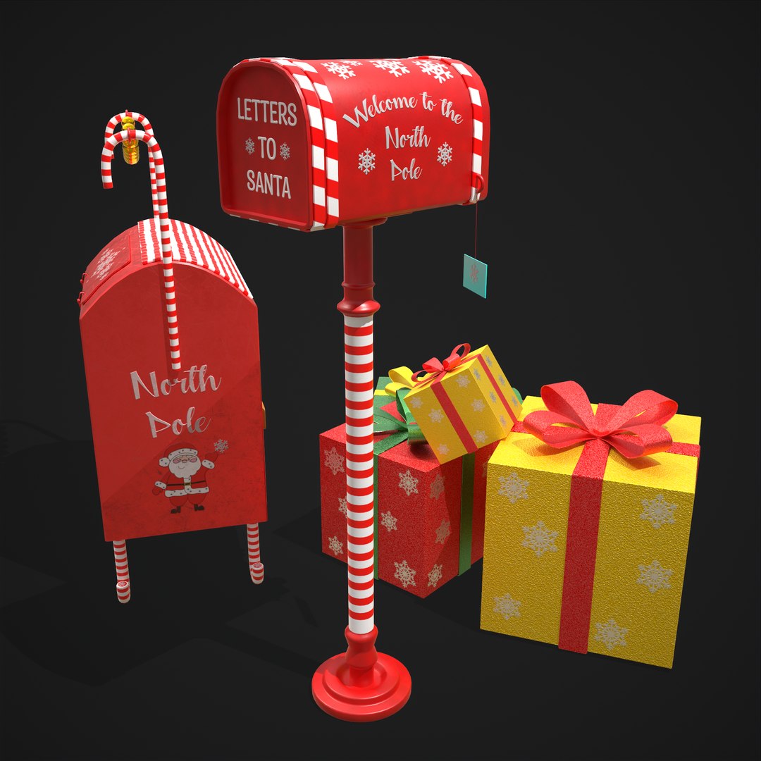 Christmas Mail Boxes And Gifts 3D Model - TurboSquid 1824629
