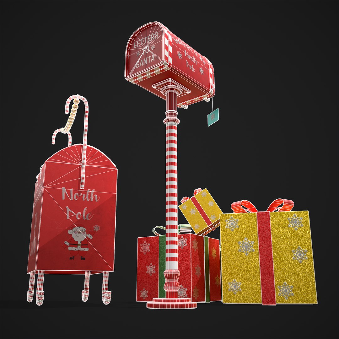 Christmas Mail Boxes And Gifts 3D Model - TurboSquid 1824629