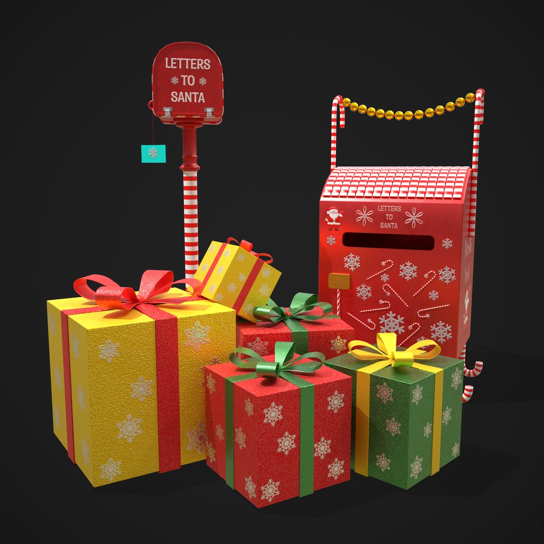 Christmas Mail Boxes And Gifts 3D Model - TurboSquid 1824629