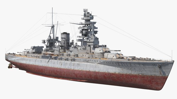 錆びやデッキの摩耗が目立つ、グレーのIJN戦艦長門（中古）3Dモデル - TurboSquid 2453815