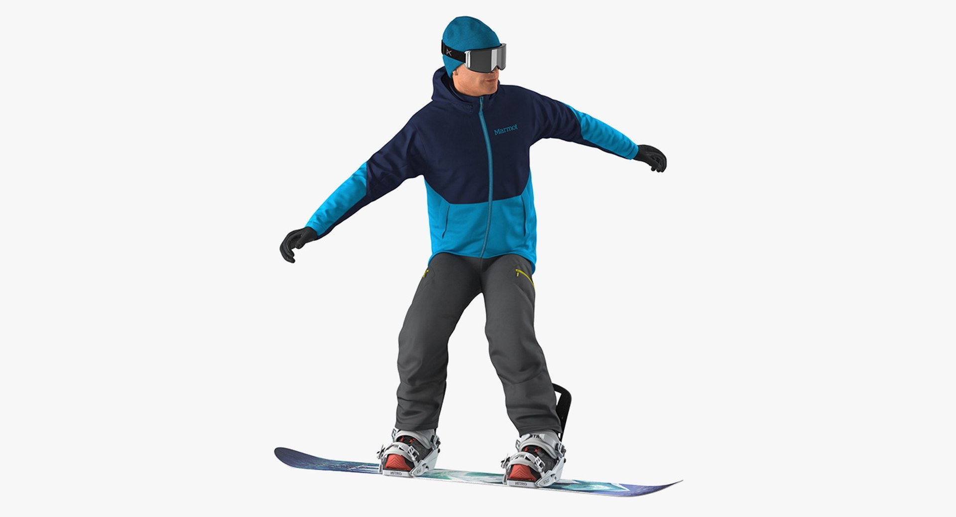 3D Model Snowboarder Riding Pose Boards - TurboSquid 1377393