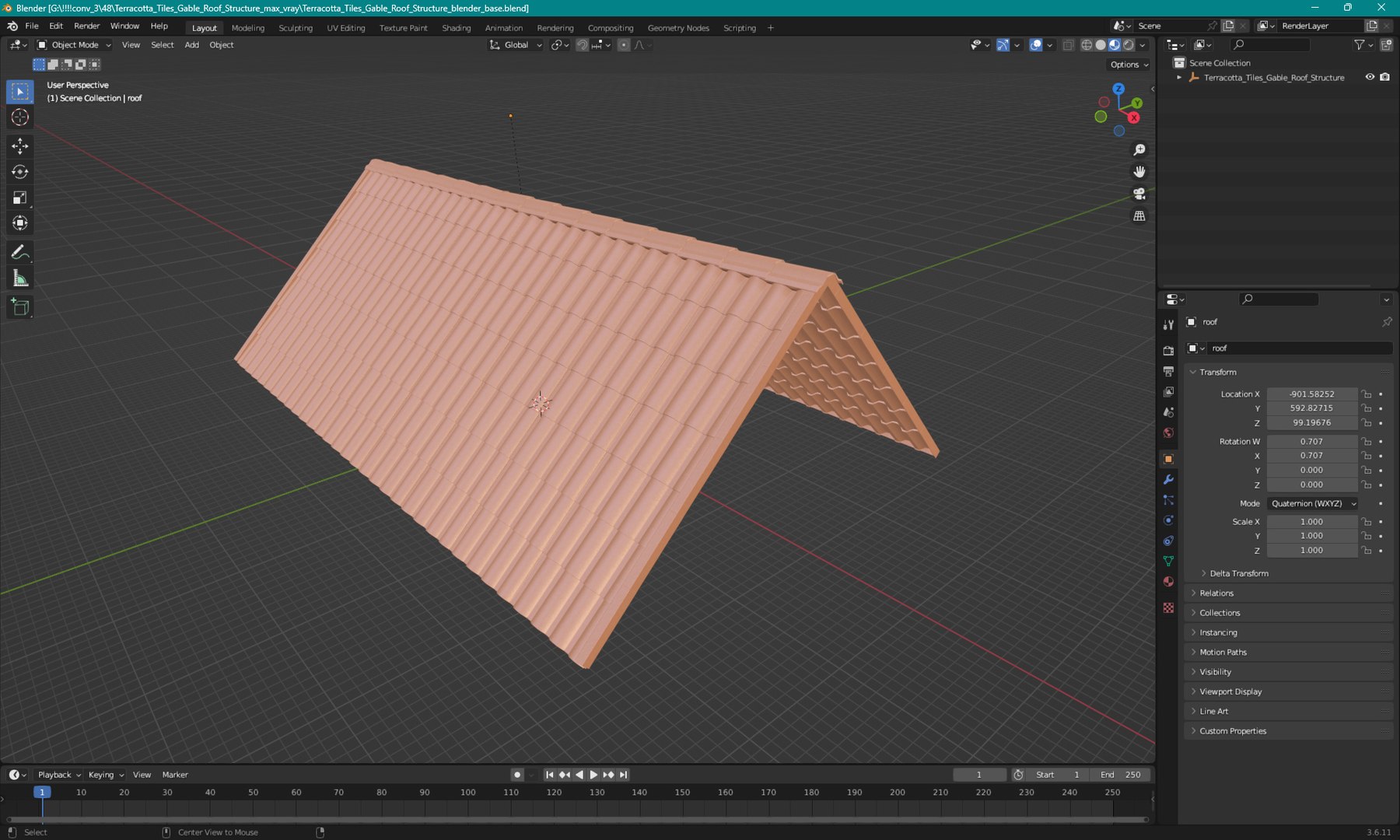 3D Terracotta Tiles Gable Roof Structure Model - TurboSquid 2371501
