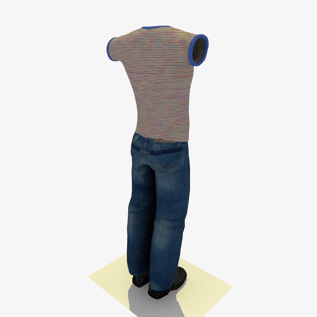 3ds Max Man Casual Clothes Striped