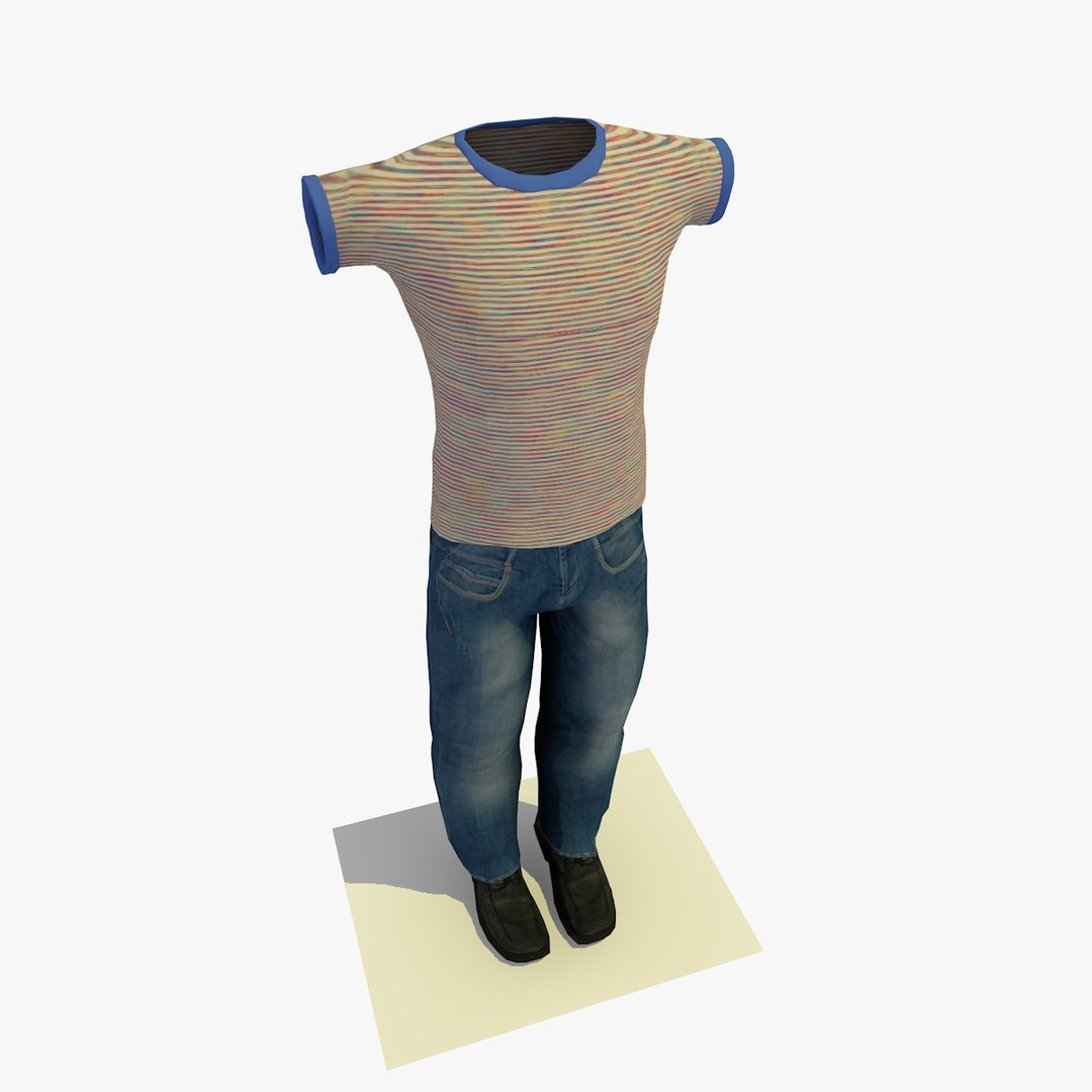 3ds Max Man Casual Clothes Striped
