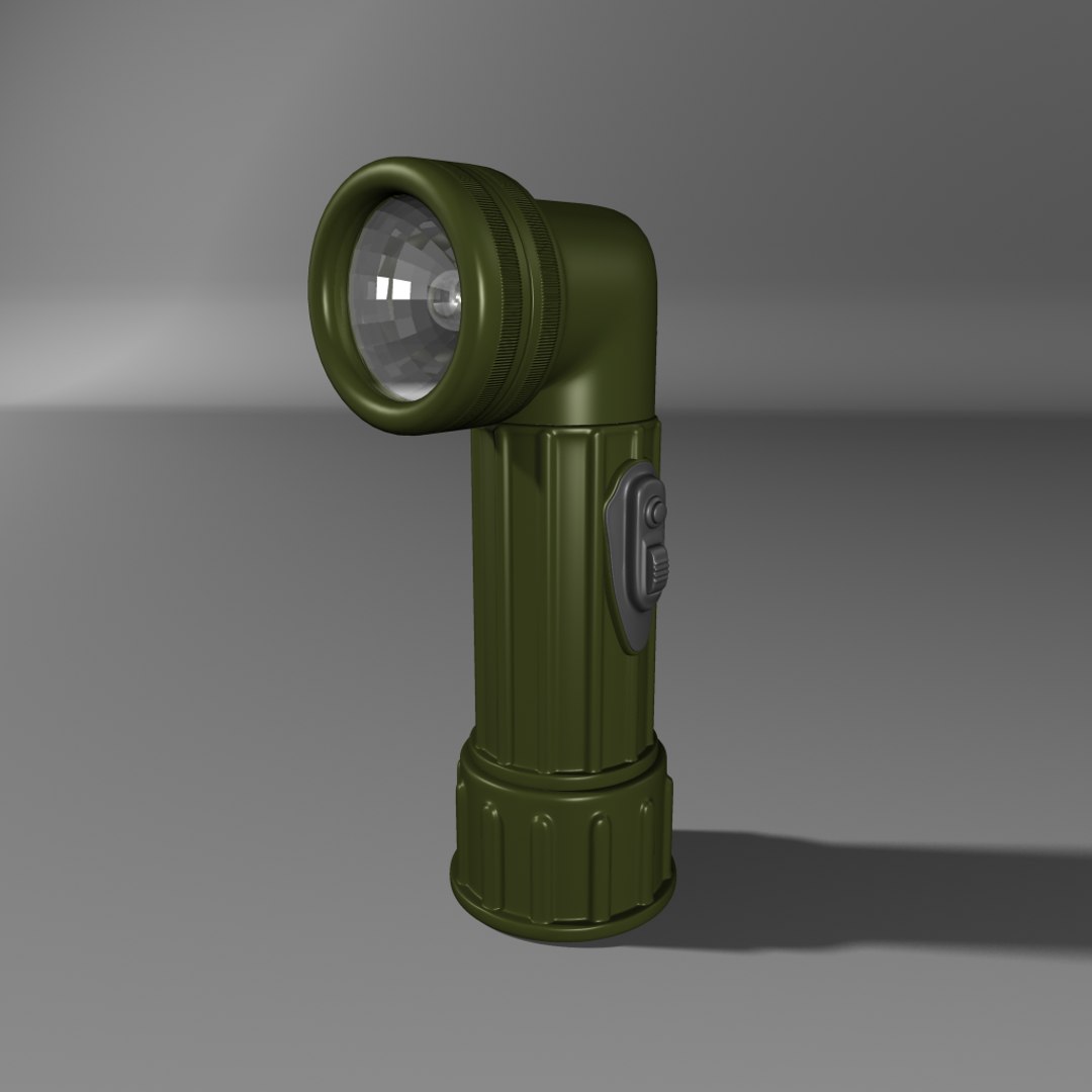 Military Flashlight 3d Model