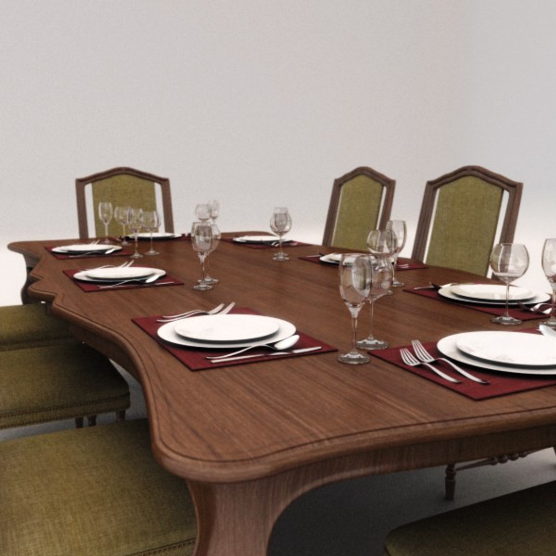 dining set chairs table 3d model