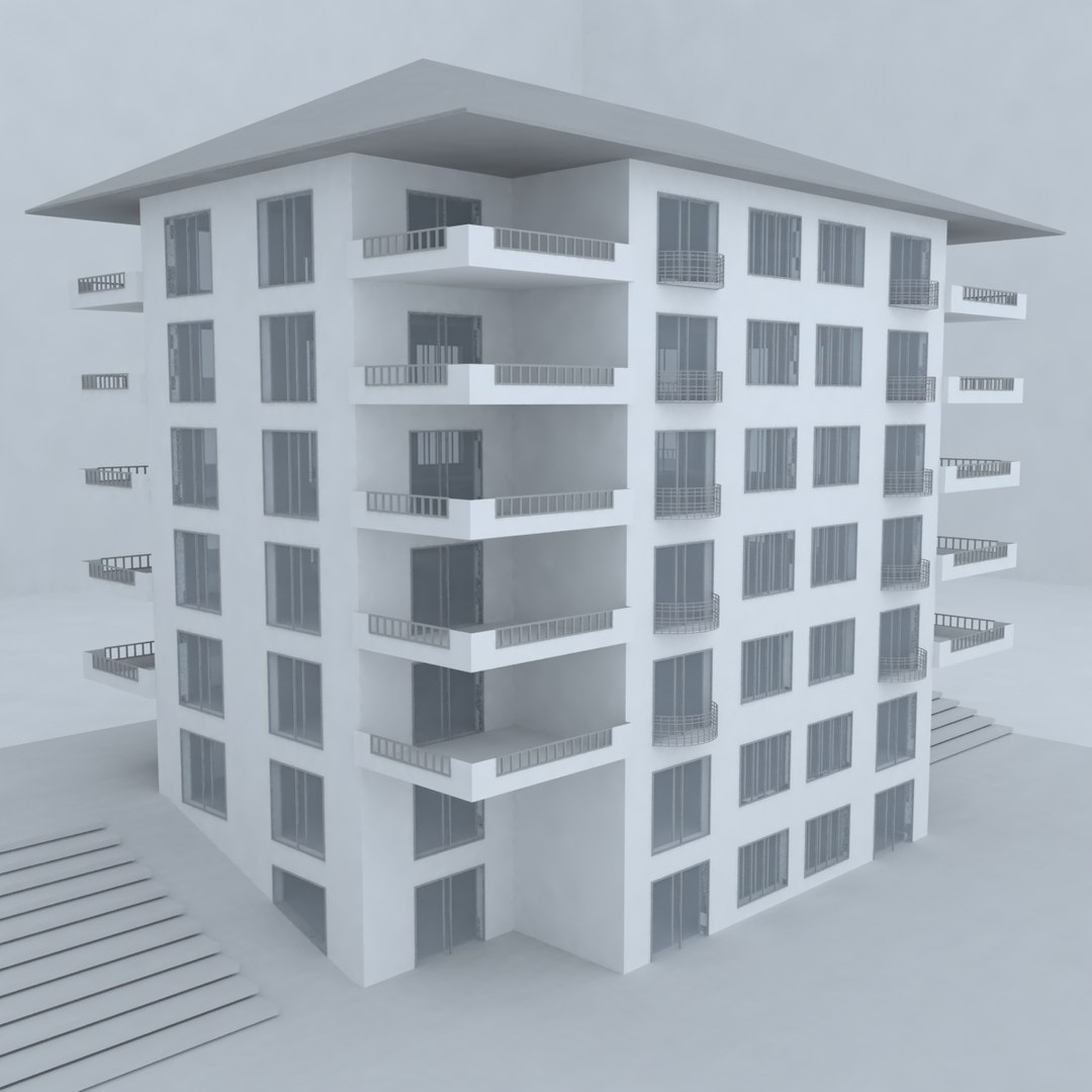 3d Model Of Street Apartment Architecture