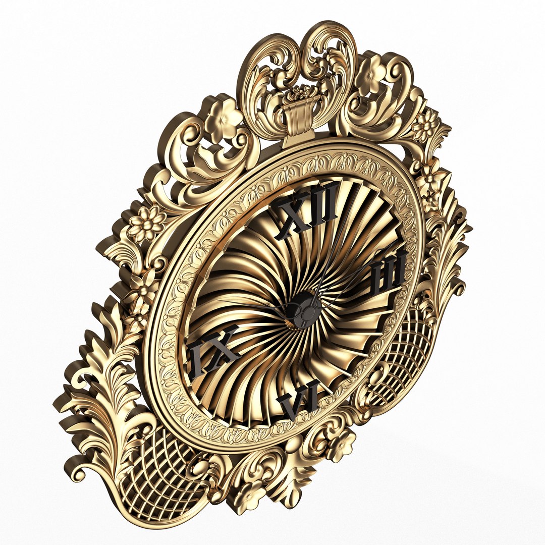 3D Model Classic Wall Clock 03 Gold - TurboSquid 2137274