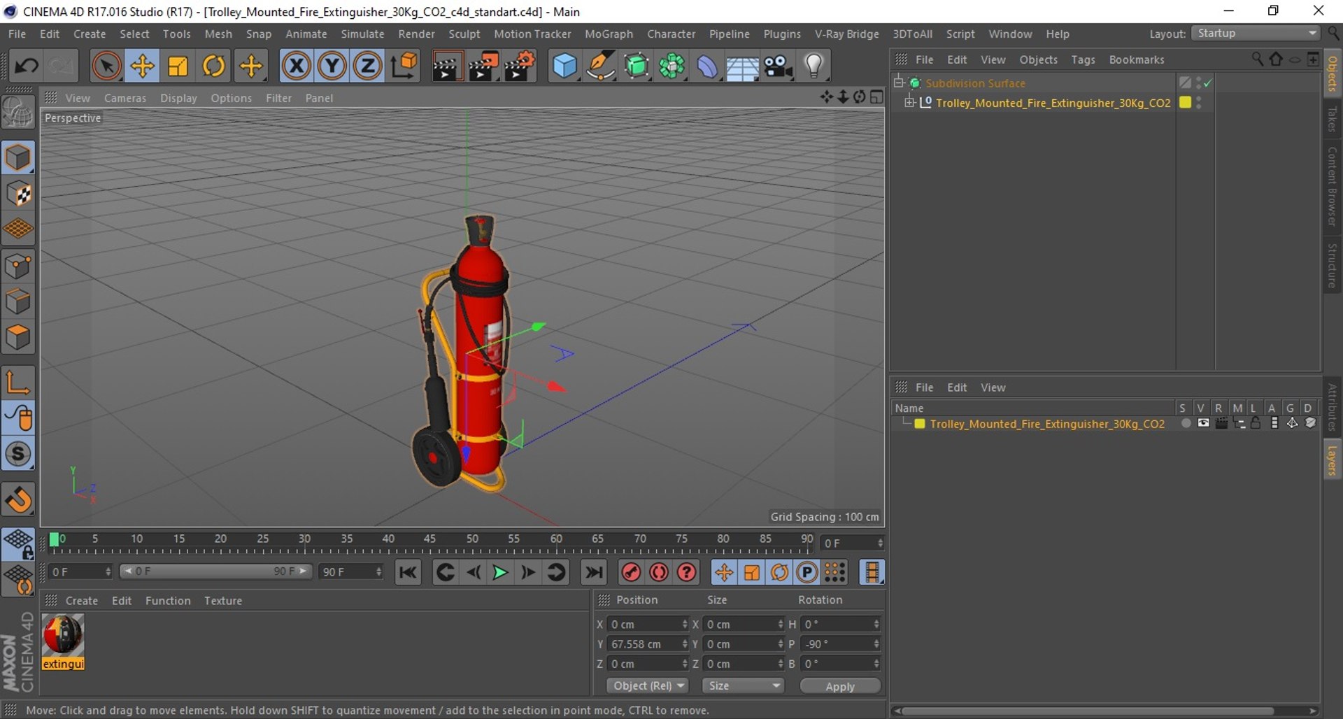 Trolley Mounted Extinguisher 30kg 3D Model - TurboSquid 1684466