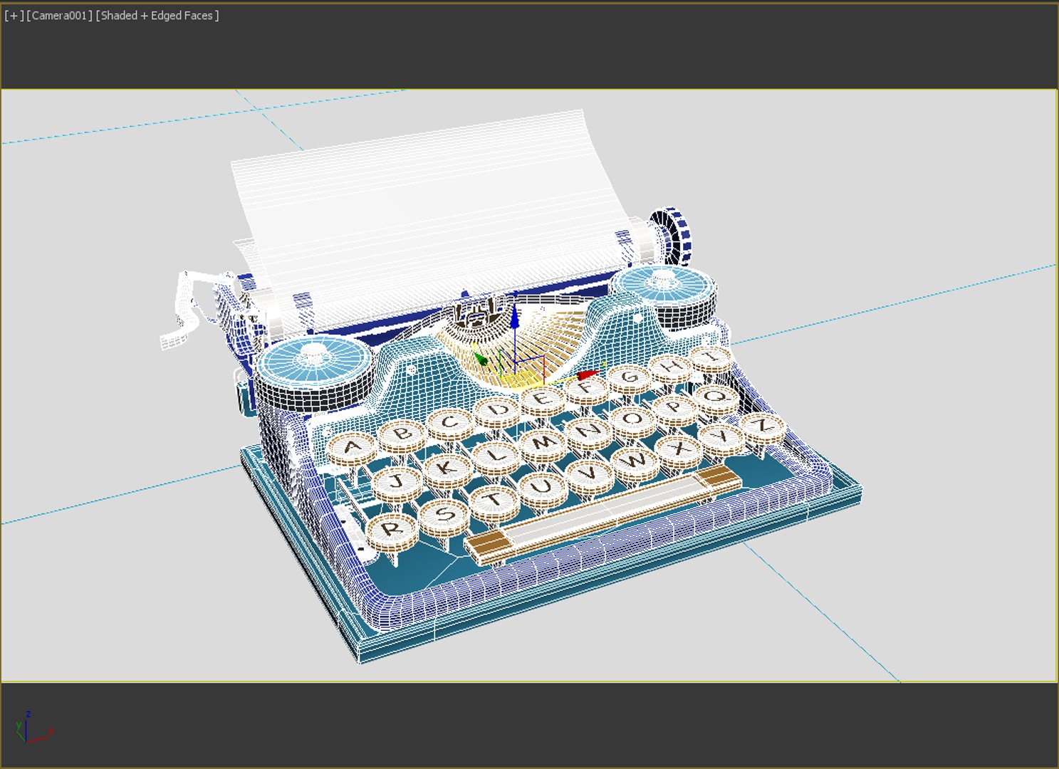 3d Cartoon Typewriter