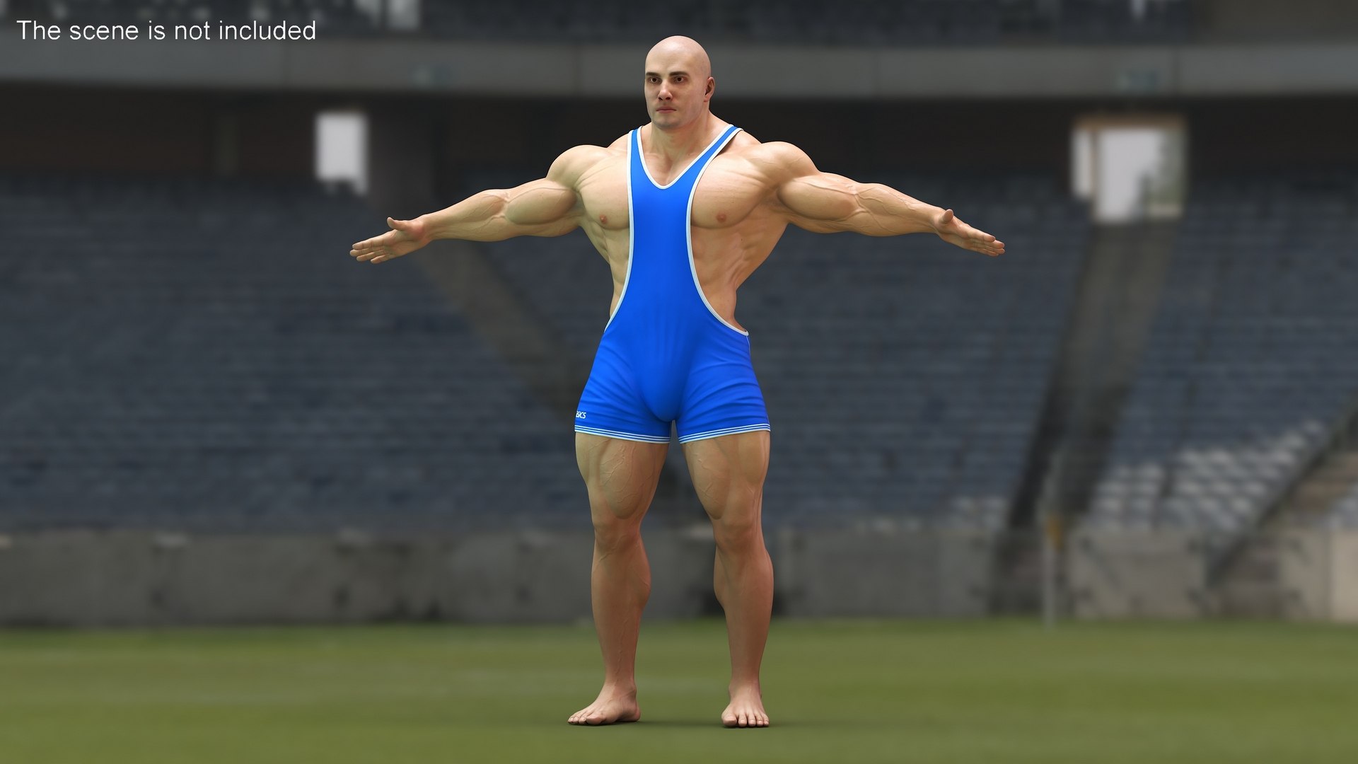 3D Muscular Athlete T Pose In Asics Blue Singlet - TurboSquid 2312402