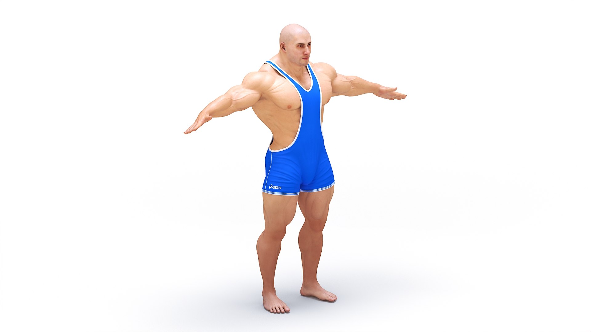 3D Muscular Athlete T Pose In Asics Blue Singlet - TurboSquid 2312402