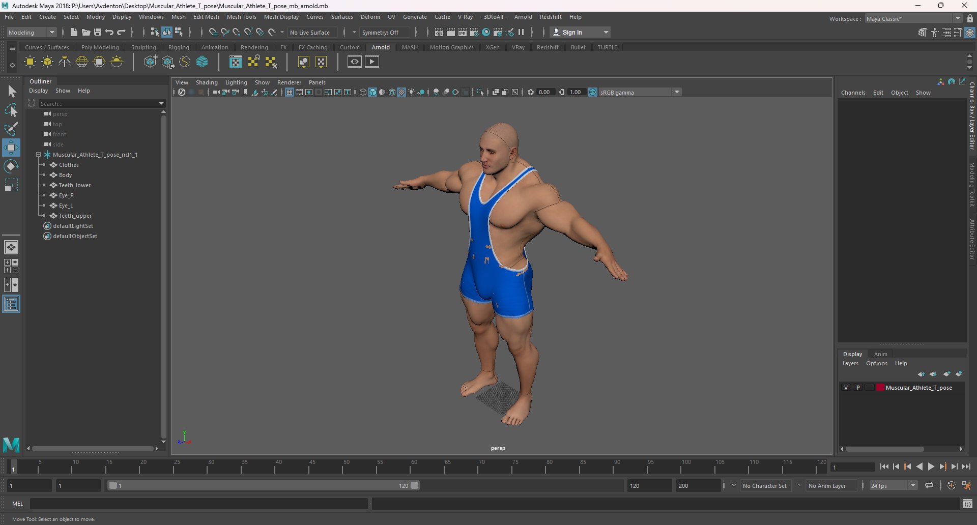 3D Muscular Athlete T Pose In Asics Blue Singlet - TurboSquid 2312402