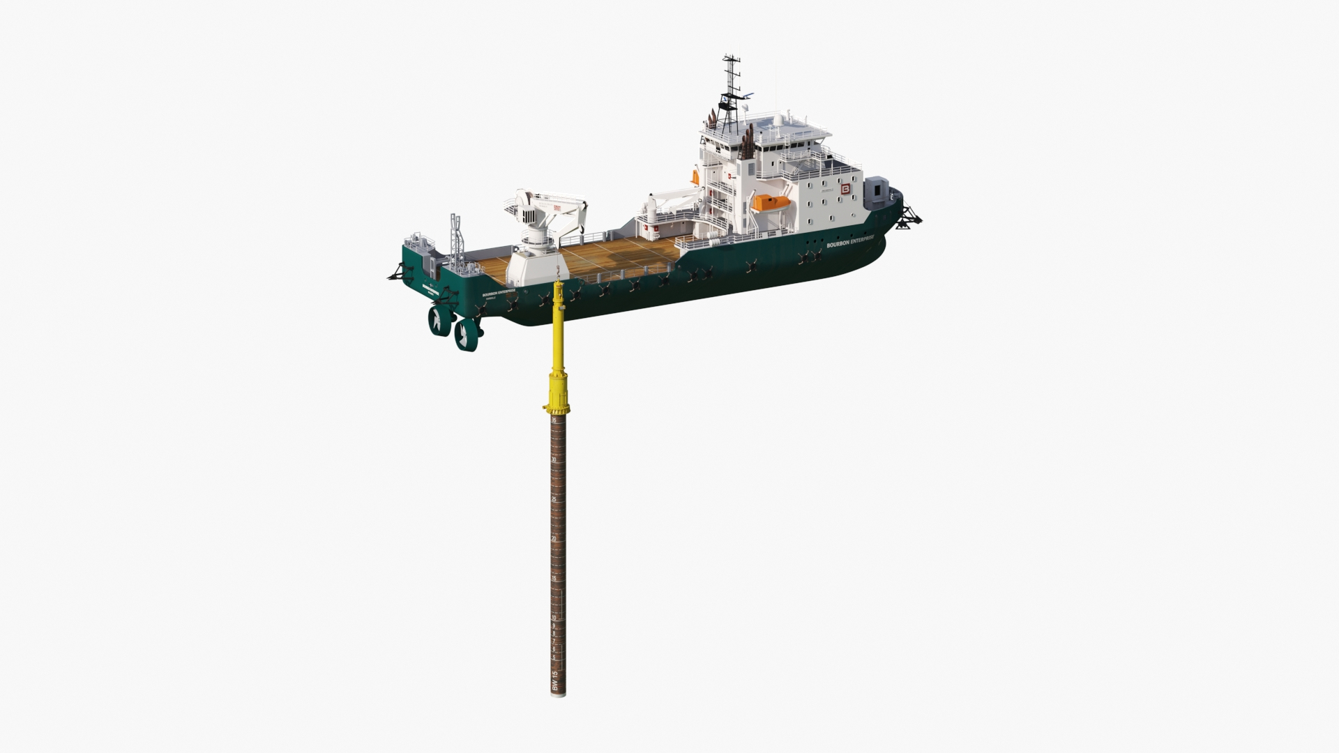 Construction Vessel And Marine Hydraulic Pile Hammer 3D Model ...